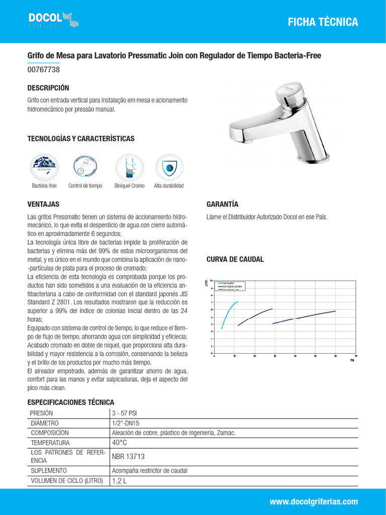 2.2.5 Ficha técnica grifo Docol | PDF | Agua | Materiales