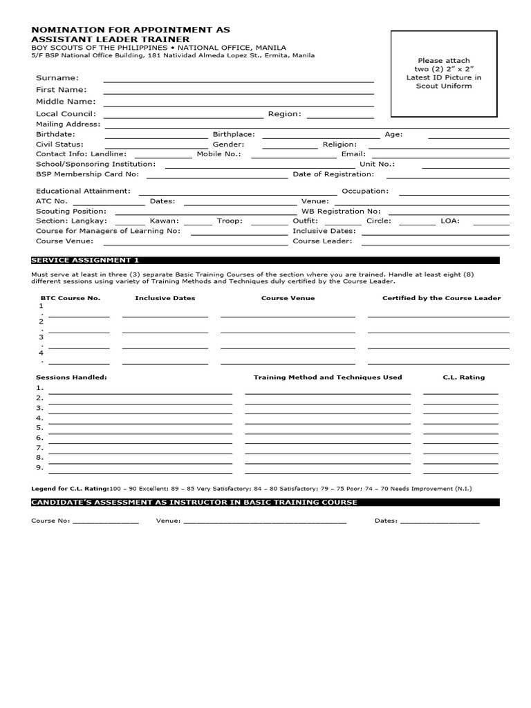 Assistant Leader Trainer Nomination Form | PDF