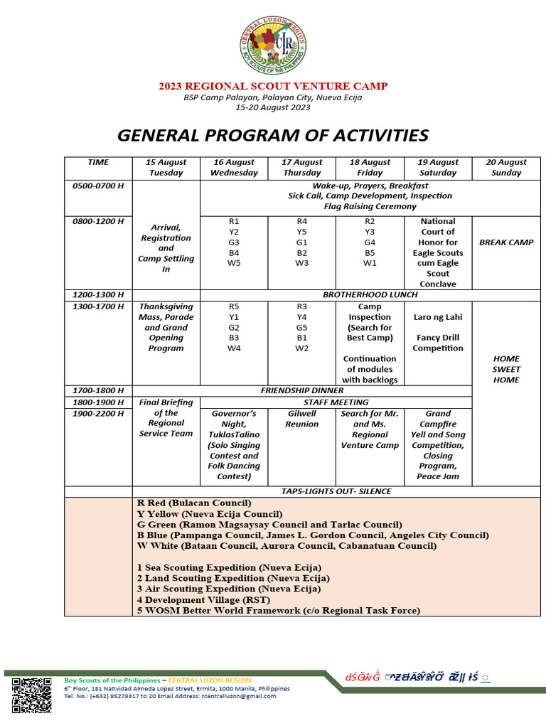 2023 Regional Scout Venture Camp Guide | PDF