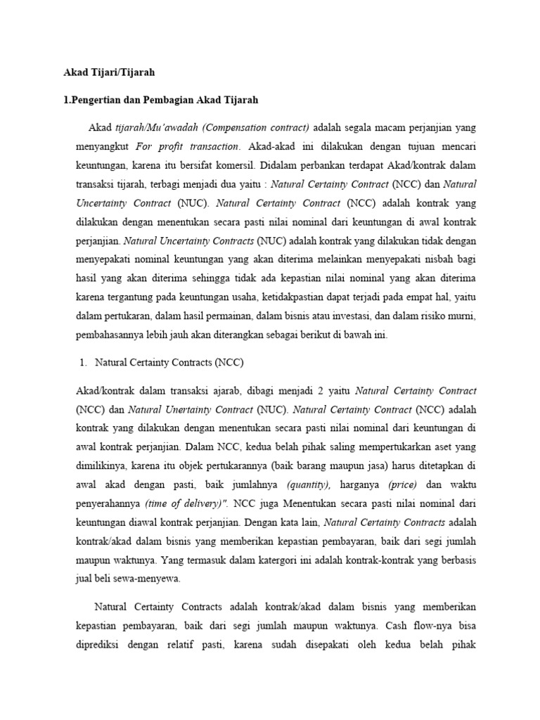 Definisi dan Jenis Akad Tijarah | PDF