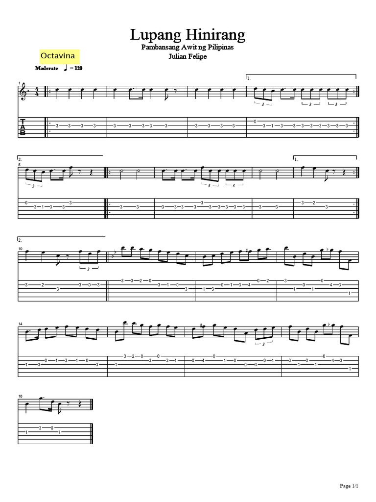 LupangHinirang Octavina | PDF | Patriotic Songs
