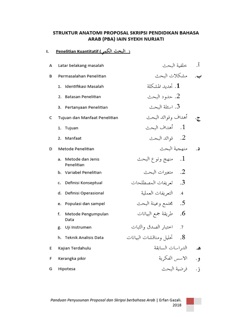 Struktur Anatomi Proposal Skripsi Pendidikan Bahasa Arab-1 | PDF