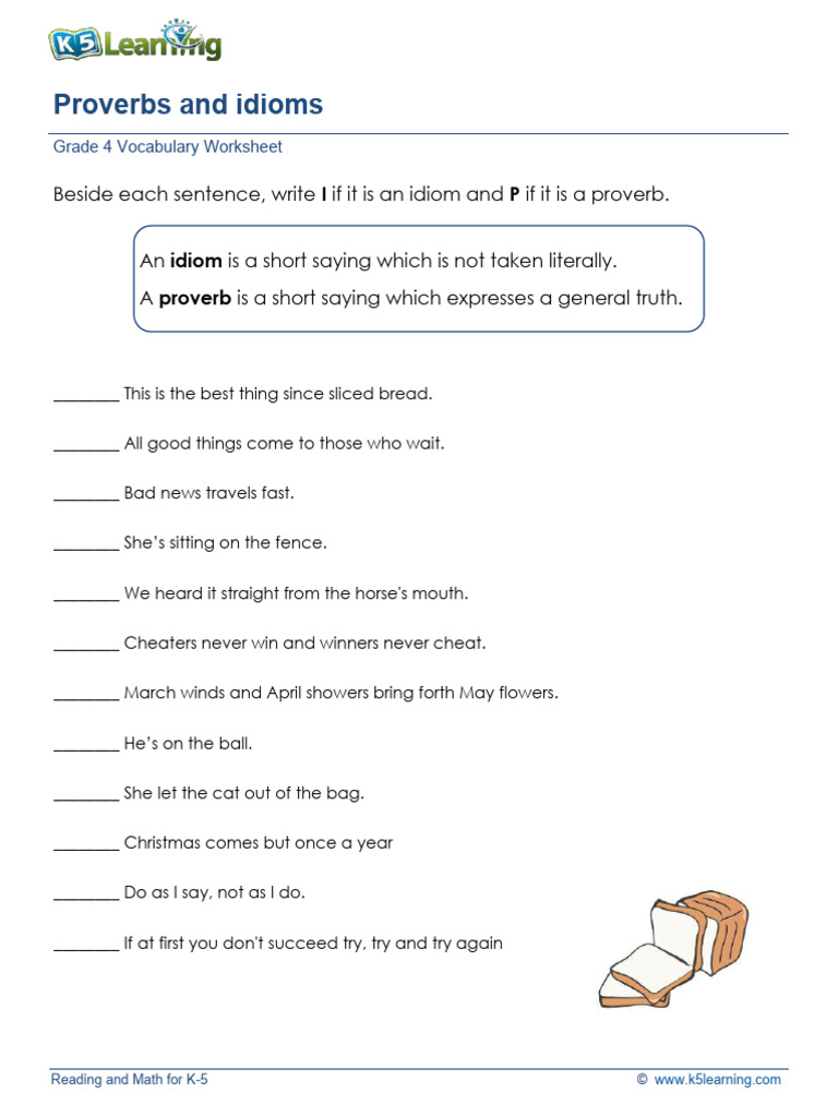 Grade 4 Proverbs and Idioms Worksheet | PDF | Language Arts & Discipline