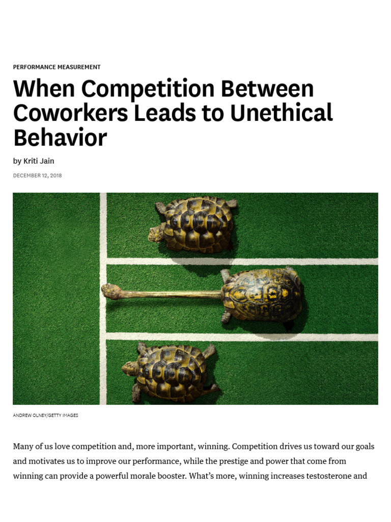 When Competition Between Coworkers Leads To Unethical Behavior | PDF