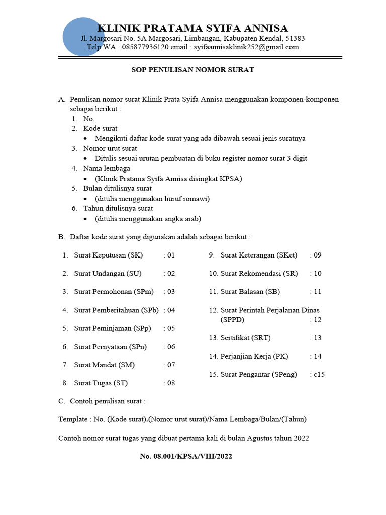Sop Penulisan Nomor Surat | PDF | Karier & Perkembangan