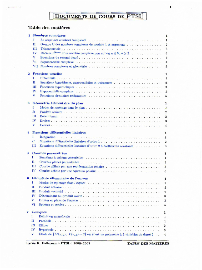 Cours de Sup Math Prépa Cpge Tsi Mpsi Pcsi Ptsi | PDF