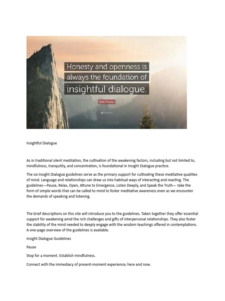Insightful Dialogue | PDF | Mindfulness | Meditation