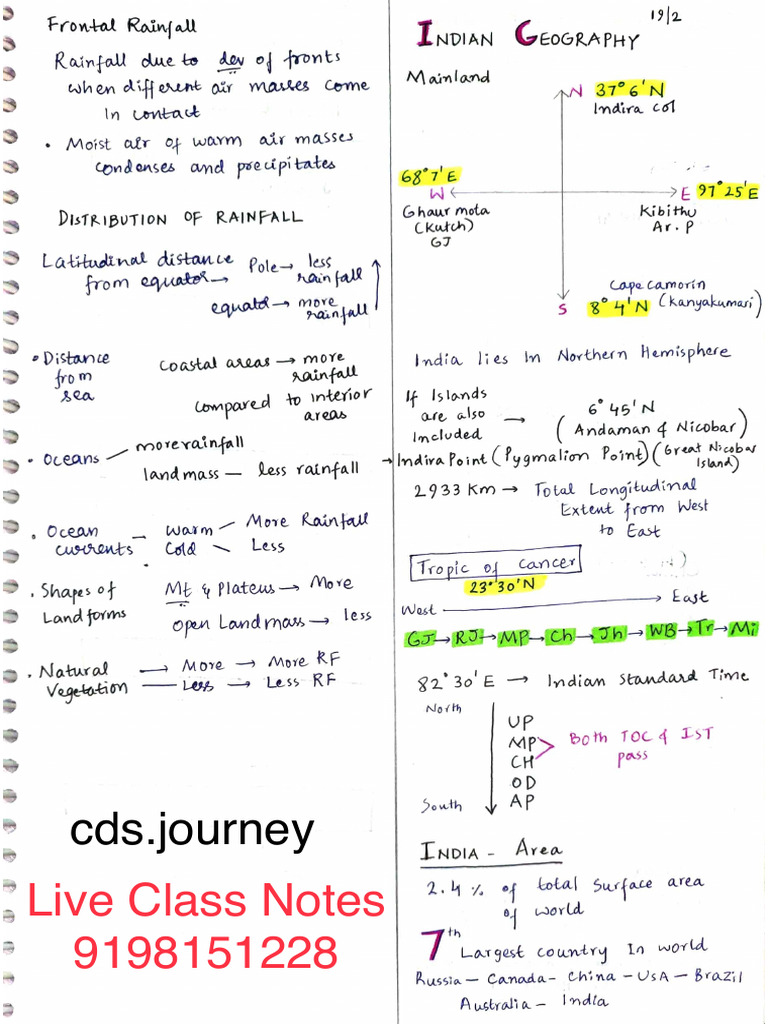 Cds - Journey Live Class Notes - GK (All Subj) | PDF