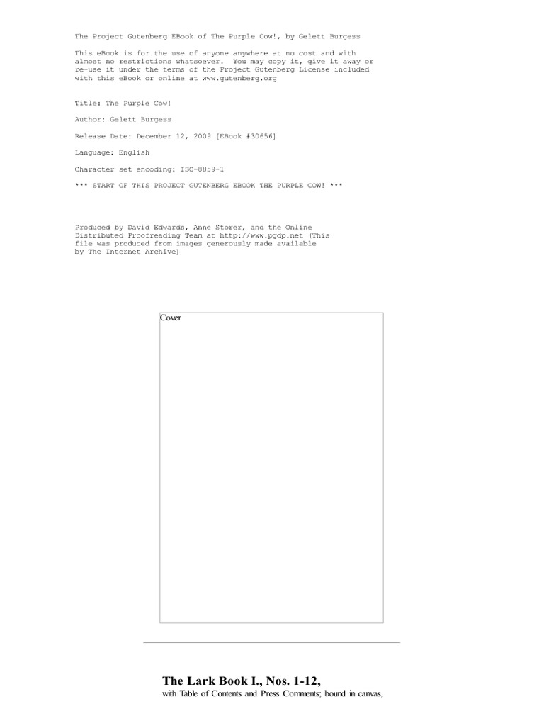 The Purple Cow by Gelett Burgess | PDF | Young Adult