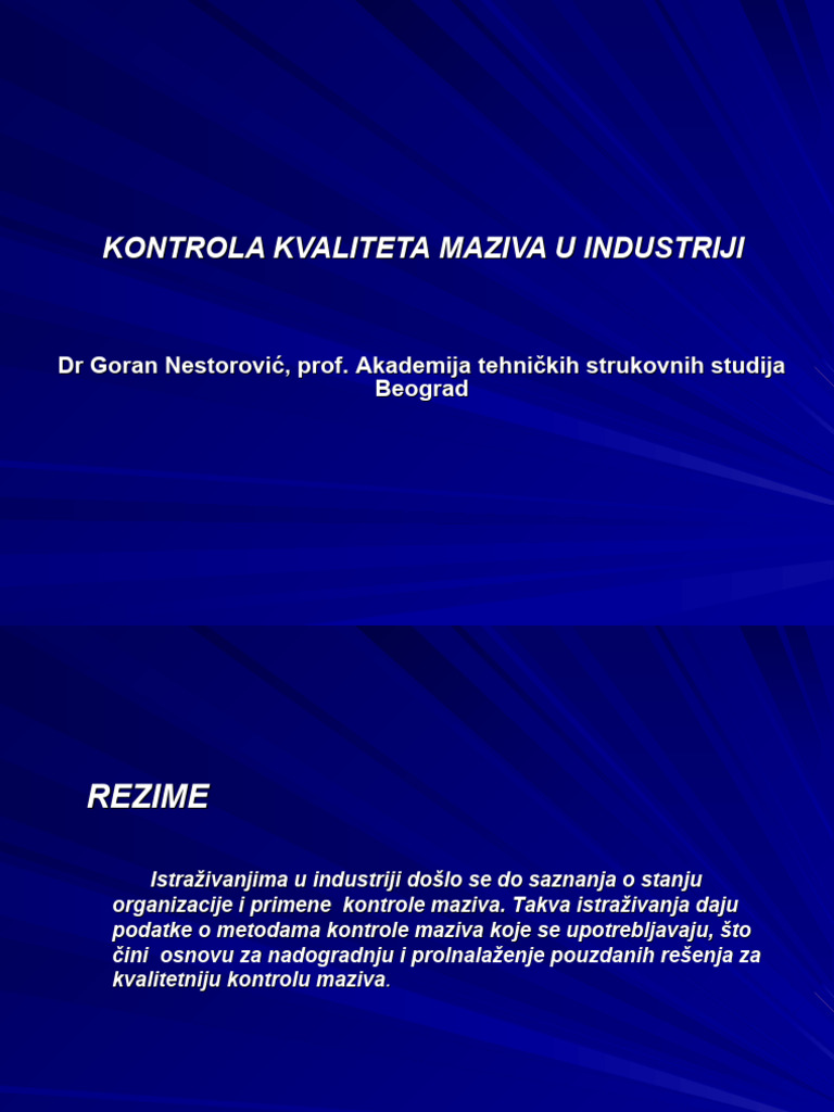 Kontrola Kvaliteta Maziva U Industriji | PDF
