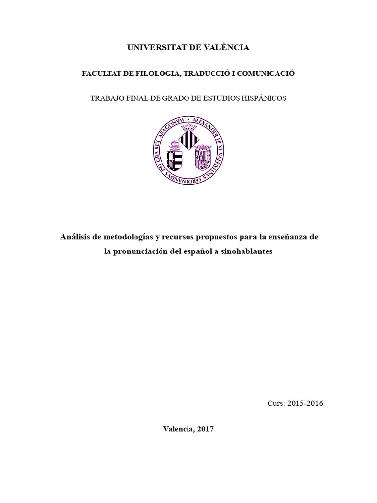 TFG. Ejemplo | Descargar gratis PDF | Lengua española | Enseñando