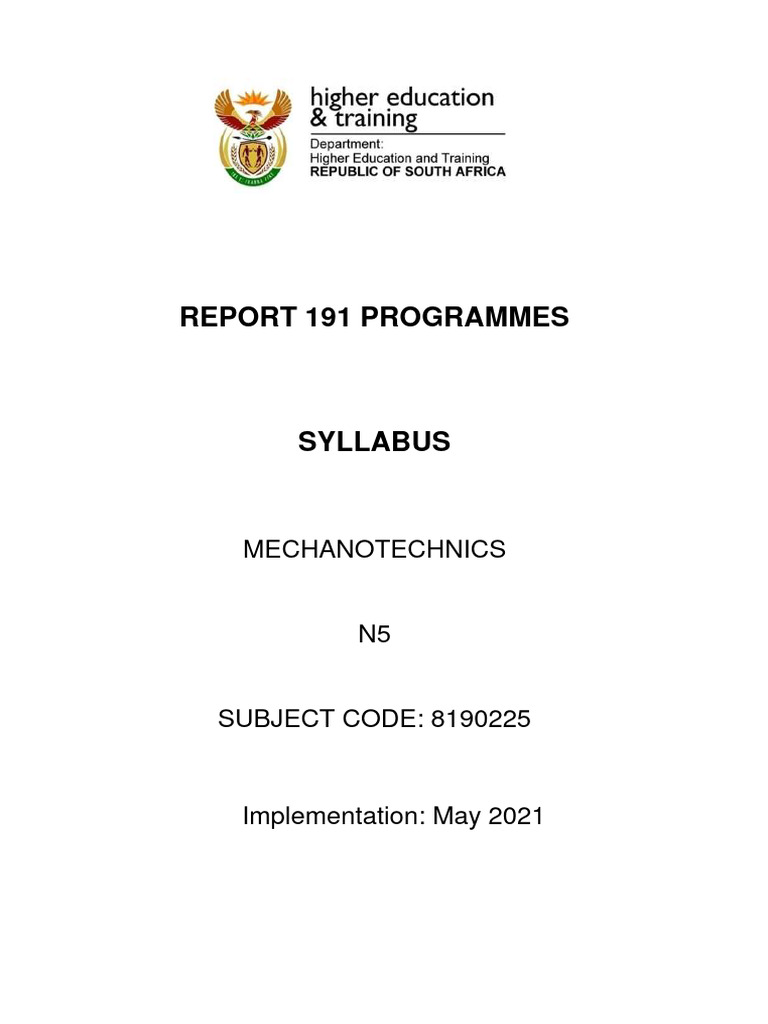 N5 Mechanotechnics | PDF