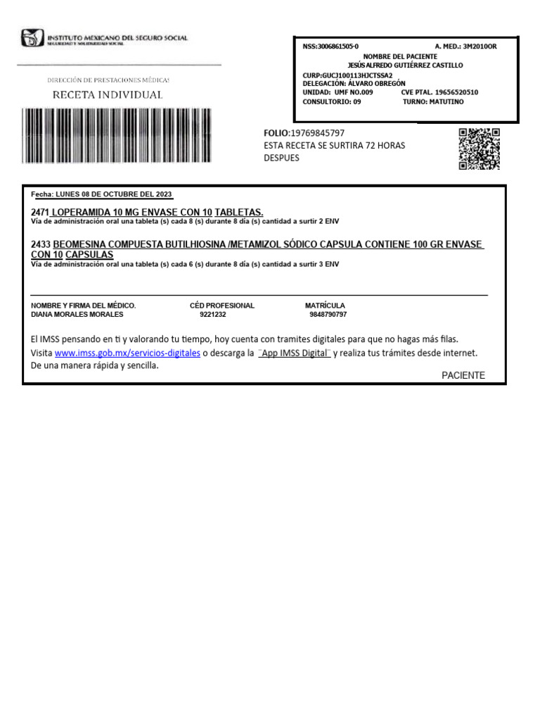 RECETA DEL IMSS | PDF