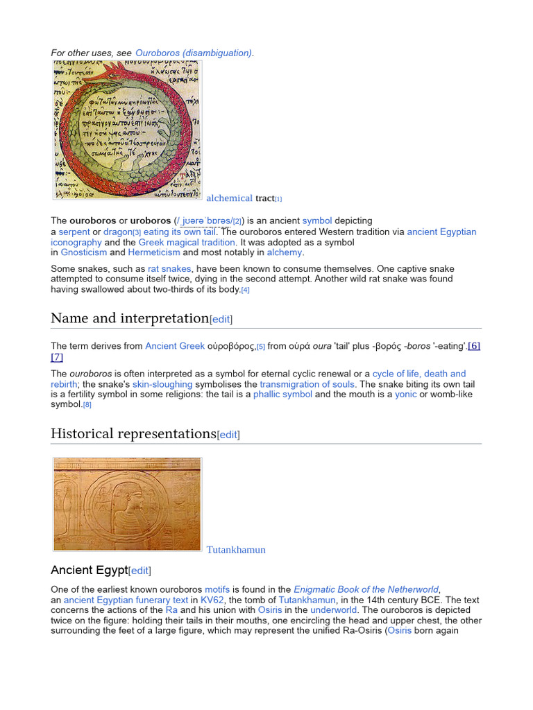 History and Symbolism of Ouroboros | PDF