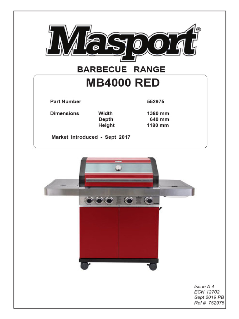 MB4000 Red Barbecue Parts List | PDF | Private Transport | Rear Wheel ...