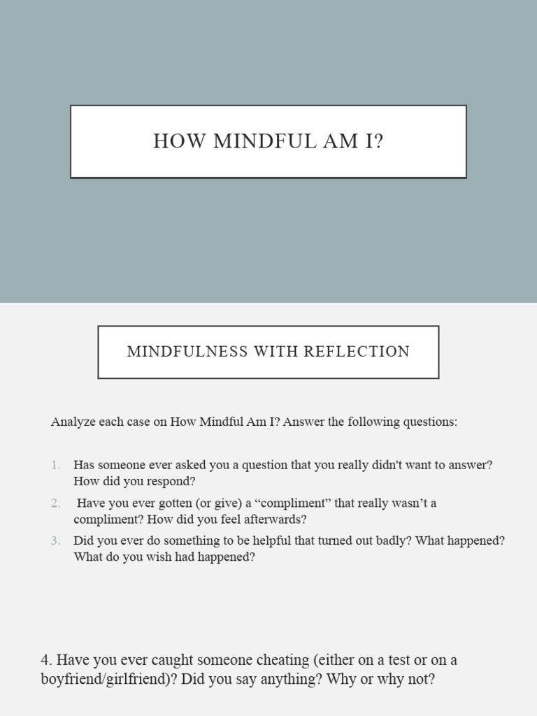 Mindfulness Reflection Questions | PDF