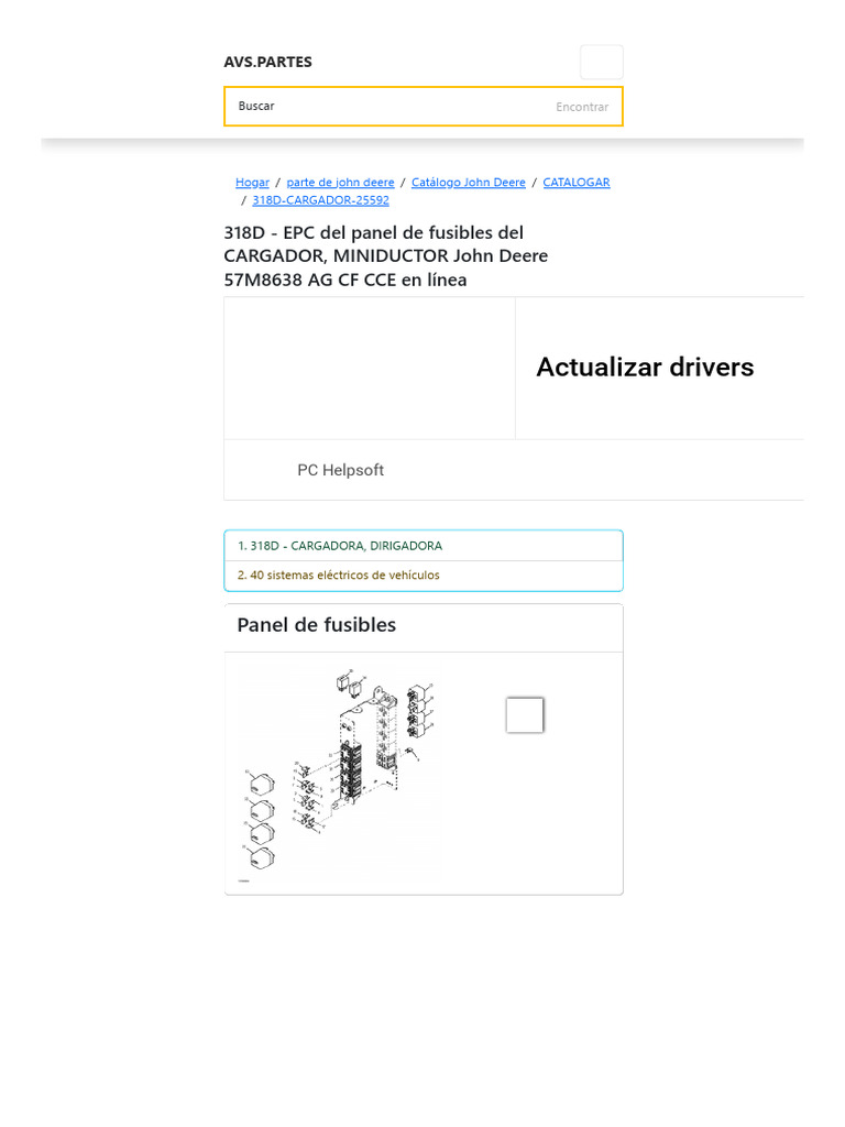 318D - EPC Del Panel de Fusibles de CARGADORA, MINICARGADORA John Deere 57M8638 AG CF CCE en ...