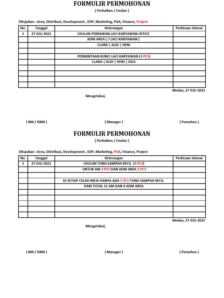 Usulan As Baru Dan Adm Area | PDF