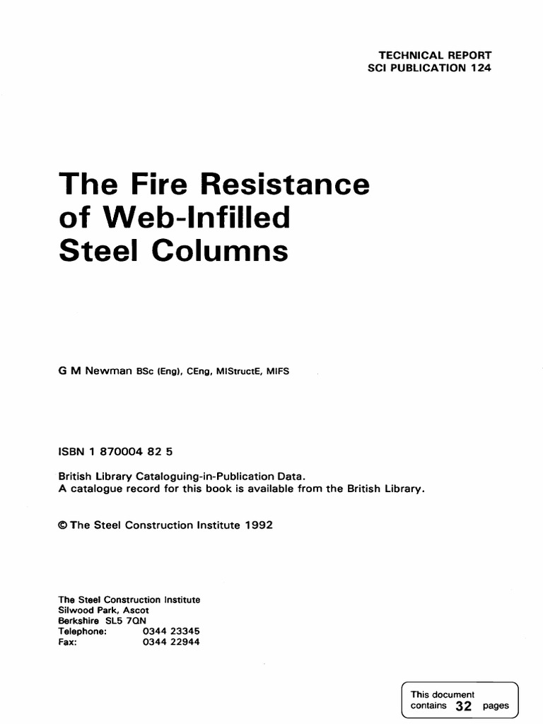 P124 Fire Resistance Web Infilled Columns | PDF | Bending | Buckling