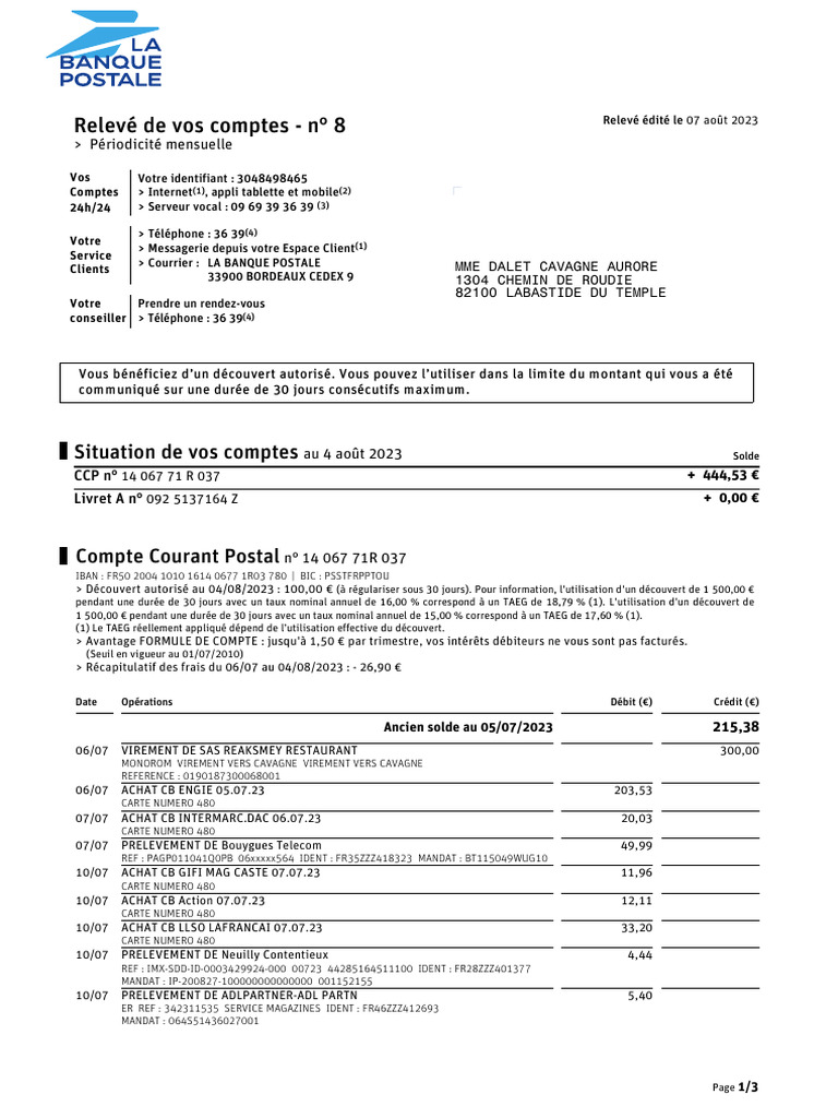 Releve CCP1406771R037 20230804 | PDF