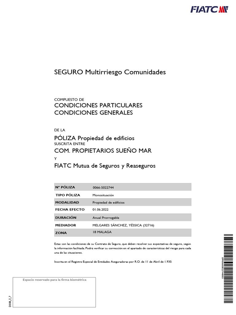 SEGURO Multirriesgo Comunidades: Condiciones Particulares Condiciones Generales | PDF | Seguro ...