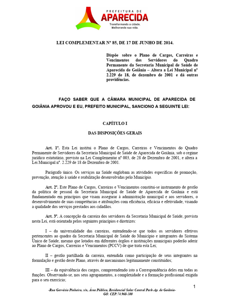 Lei Complementar N 85 de 17 de Junho de 2014 | PDF