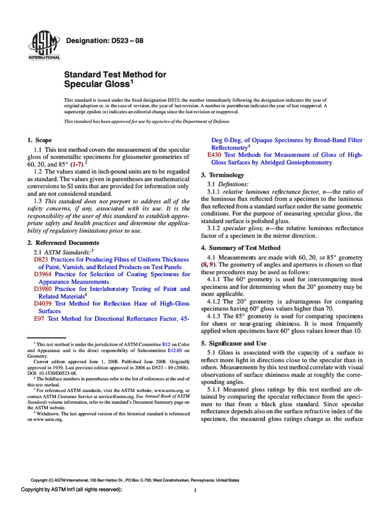 ASTM D523 Standart | PDF