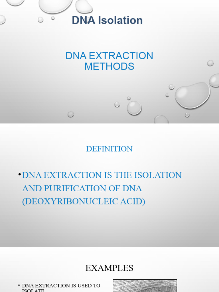 DNA Extraction Methods Overview | PDF | Wellness | Science & Mathematics