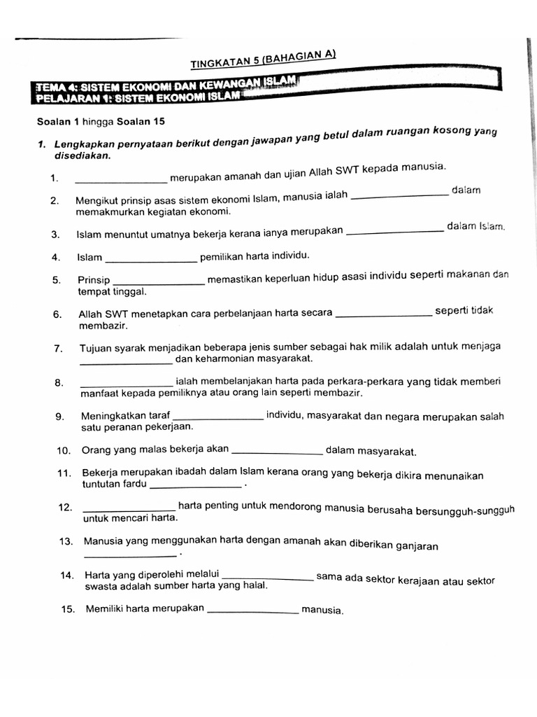 Latihan Bahagian A Ting 5 | PDF