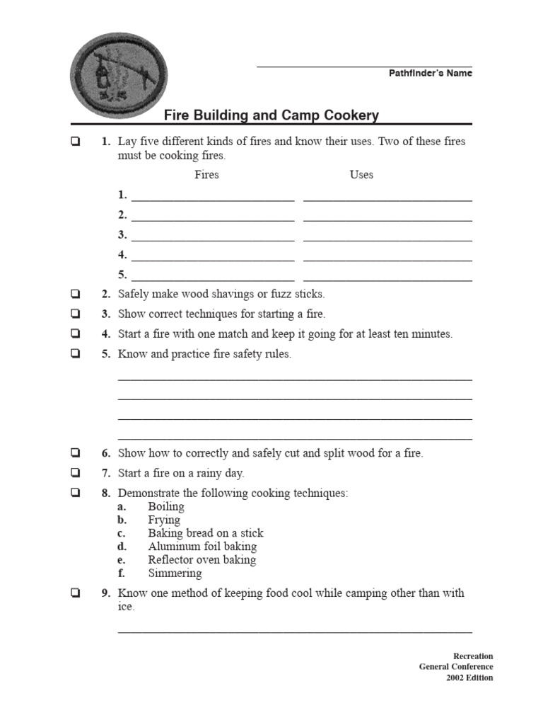 Fire Building and Camp Cookery 1 | PDF | Meal | Cooking