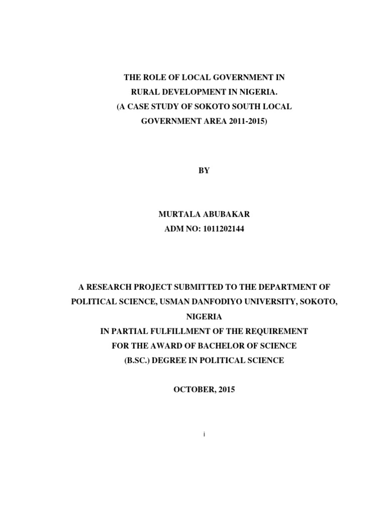The Role of Local Government in Rural Development | PDF