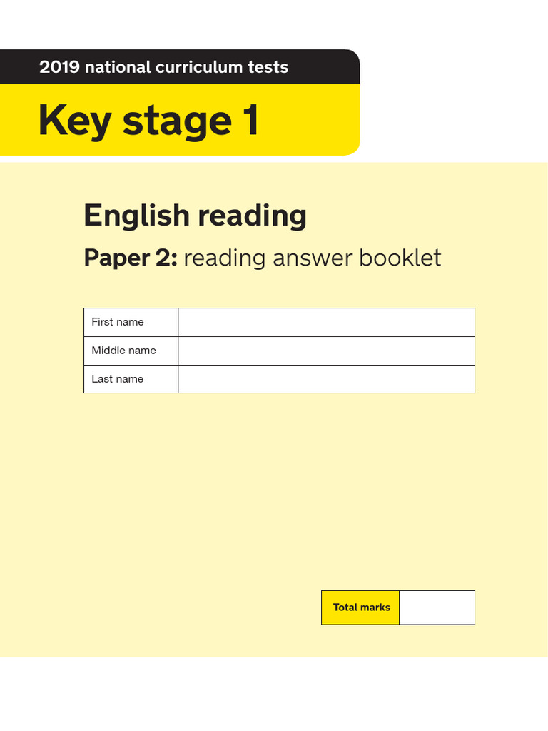 2019 Key Stage 1 Year 2 - English Reading Test Paper 2 Reading Answer ...
