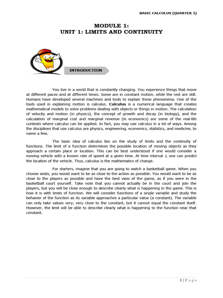 Basic Cal 3rd Quarter Weeks 1 To 2 | PDF