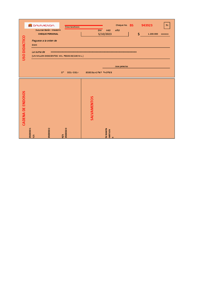 Cheques Personales y Endosos en Medellín | PDF