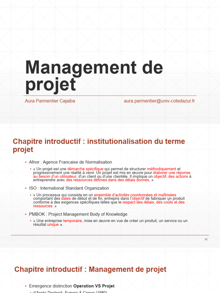 MANAGEMENT DE PROJET | PDF