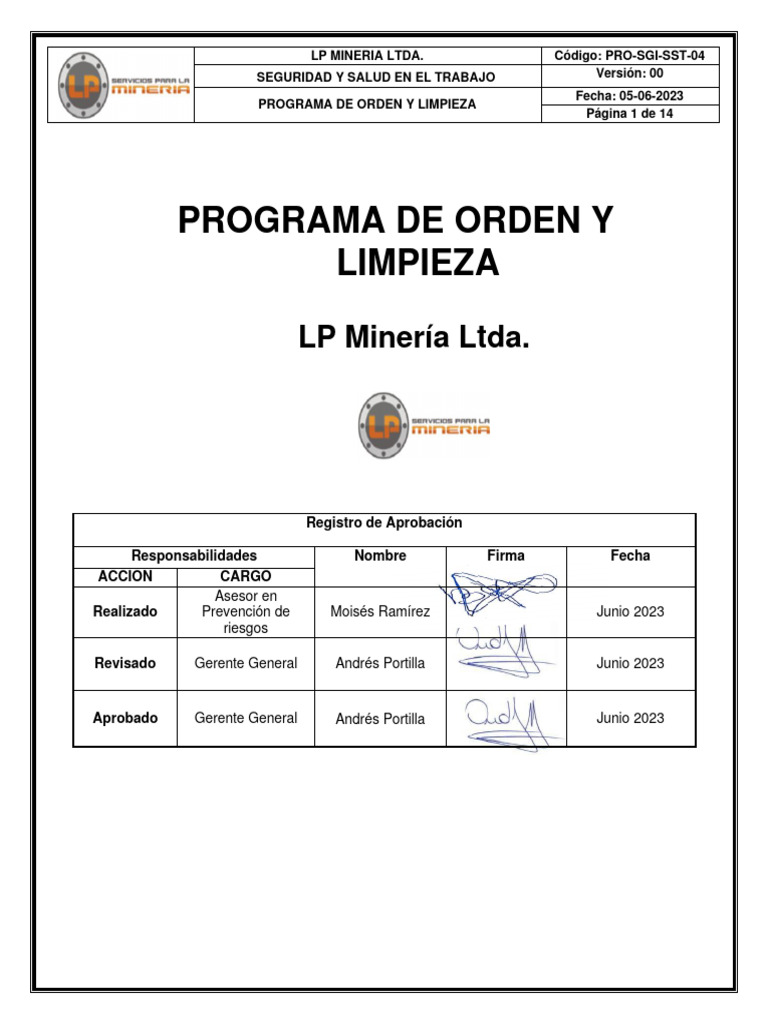 Pro-Sgi-Sst-04 Programa de Orden y Limpieza | PDF | Higiene | Residuos