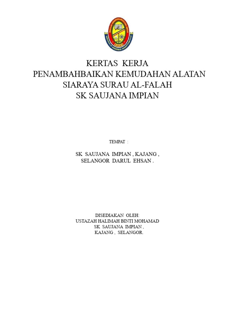 Surat Sumbangan Dan Kertas Kerja Penambahbaikan Siaraya Surau Al-Falah ...