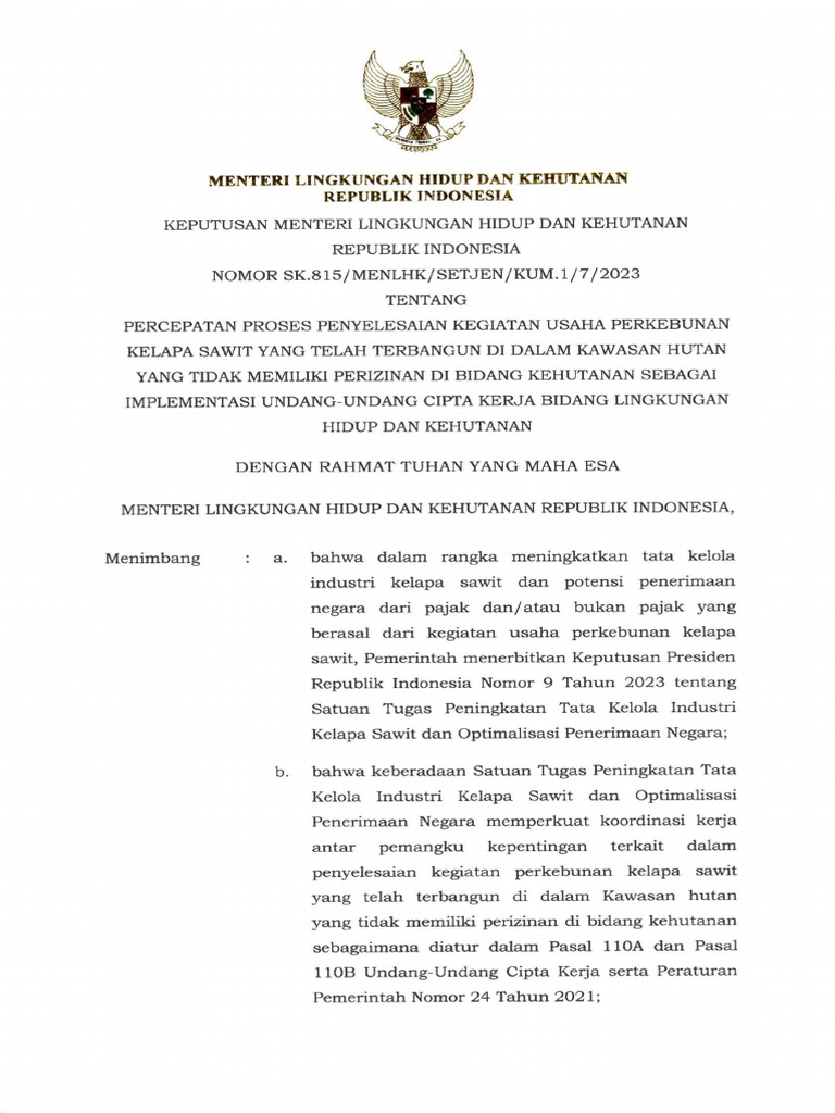 SK Menlhk - 815 - 2023 | PDF