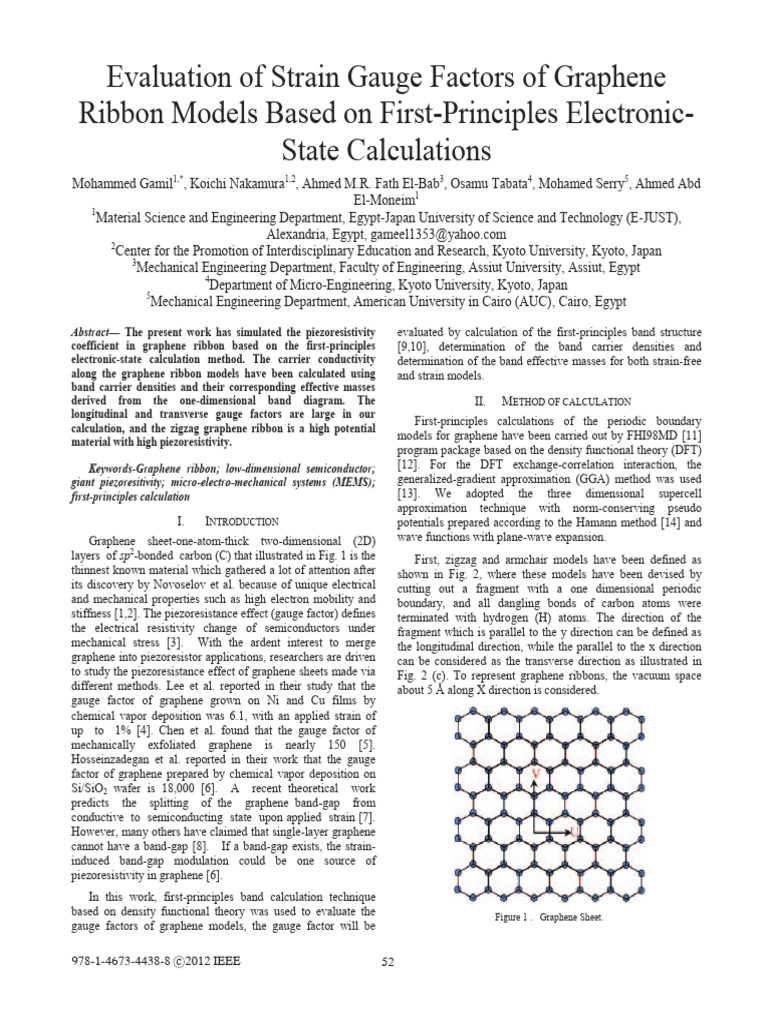 Evaluation of Strain Gauge Factors of Graphene | PDF | Graphene ...