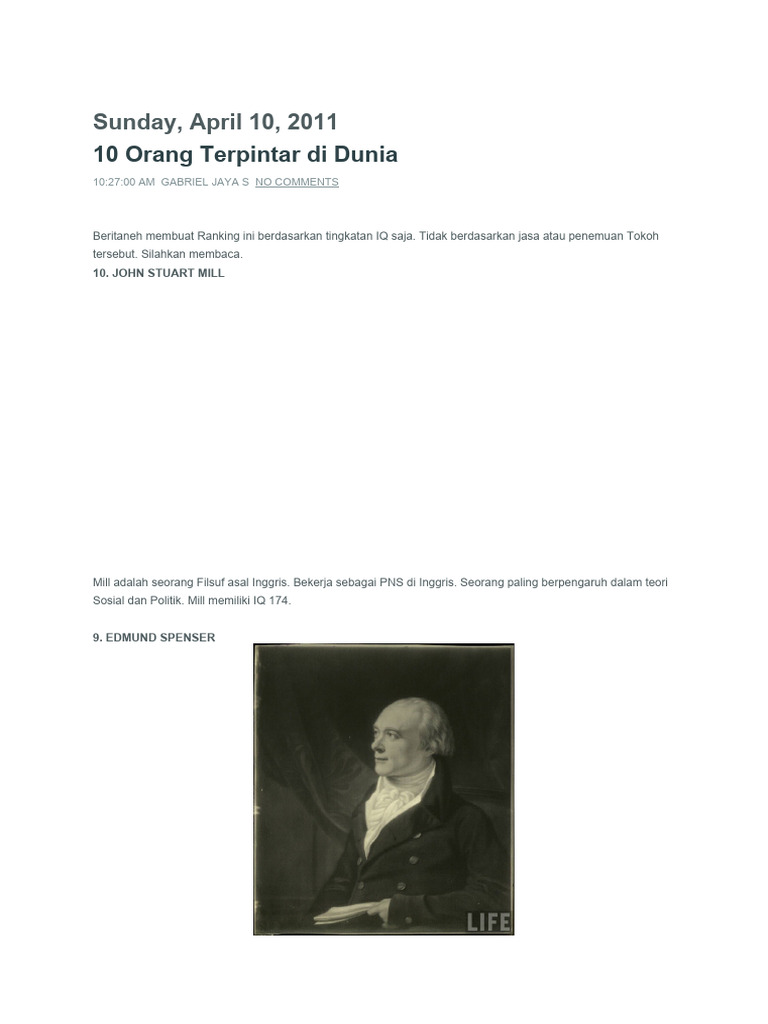 10 Orang Terpintar Di Dunia | PDF 10 Orang Terpintar Di Dunia | PDF