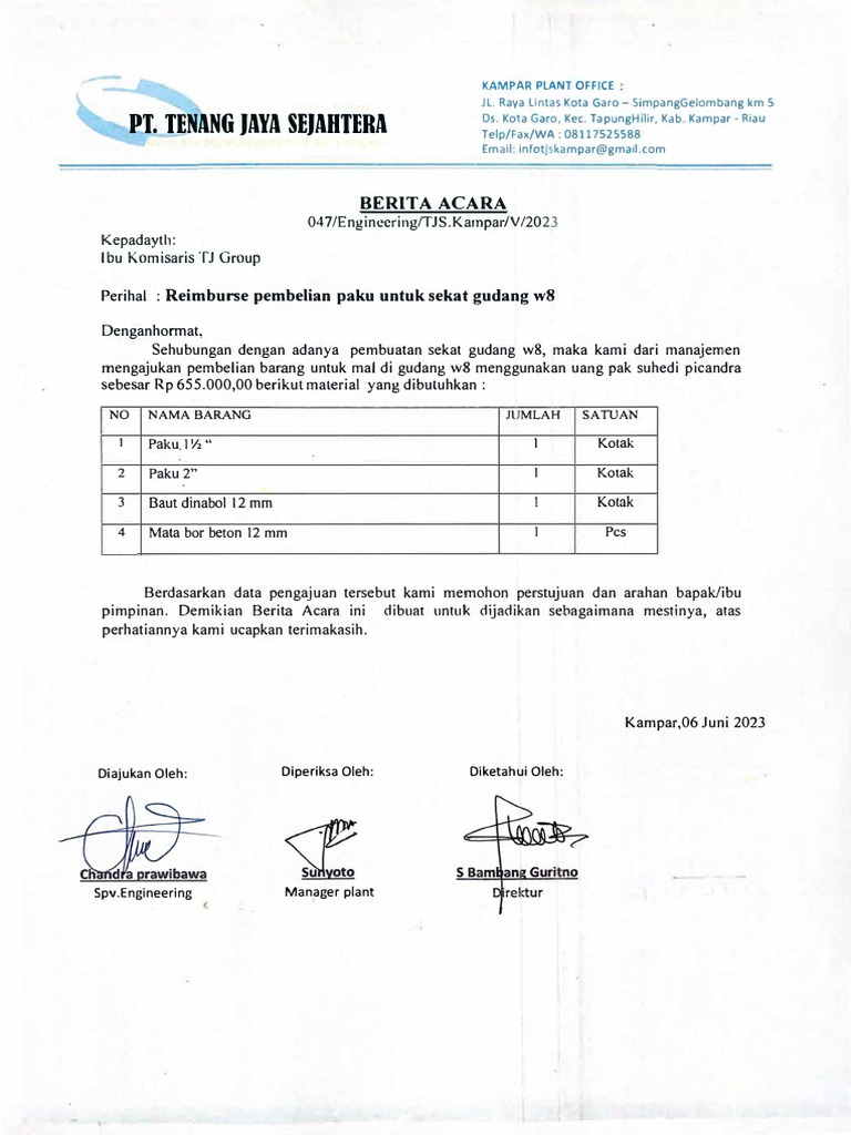 Contoh Request Order | PDF