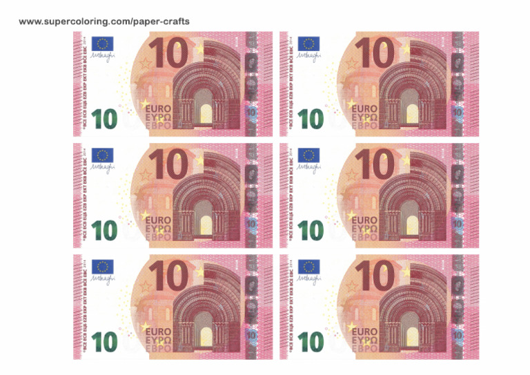 10 Euro Banknote Printable Template Paper Craft | PDF
