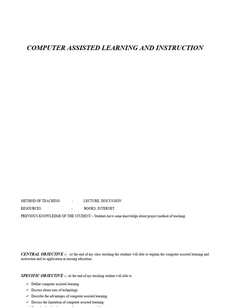Computer Assisted Learning Overview | PDF | Educational Technology ...