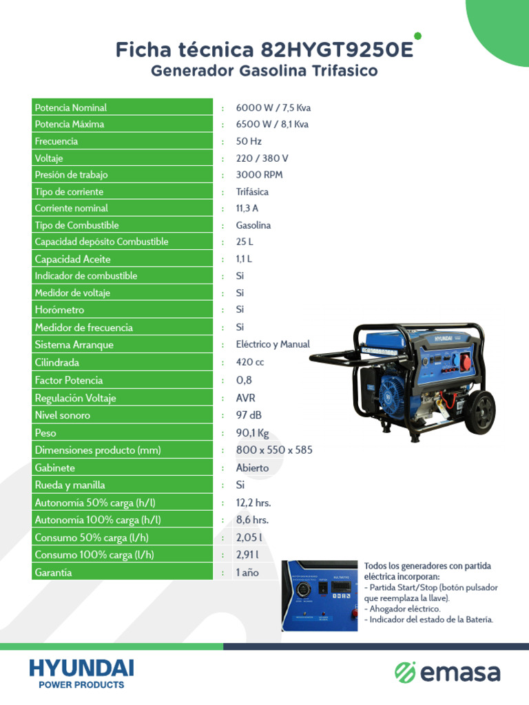 Ficha Tecnica Motor Generador | PDF