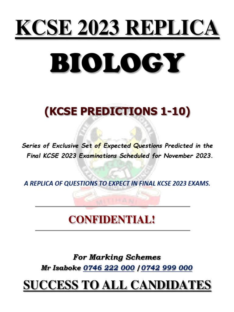 Kcse 2023 Biology Replica Exams | PDF | Hormone | Kidney