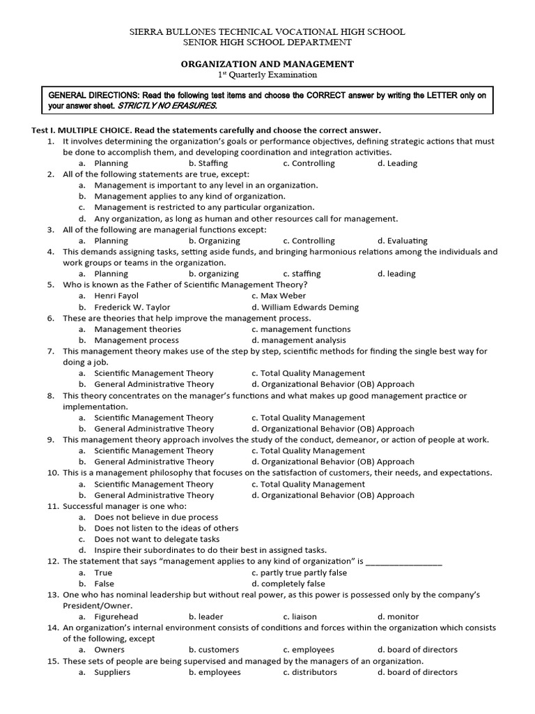 Organization and Management | PDF