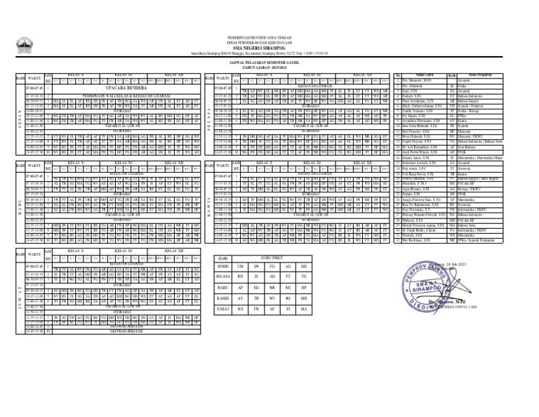 2023-2024 Jadwal Pelajaran Ganjil-2 | PDF