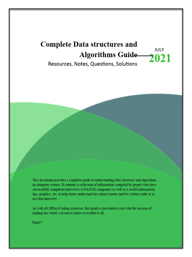 Complete Data Structures And Algorithms Guide 30dayscoding Pdf Software Development 