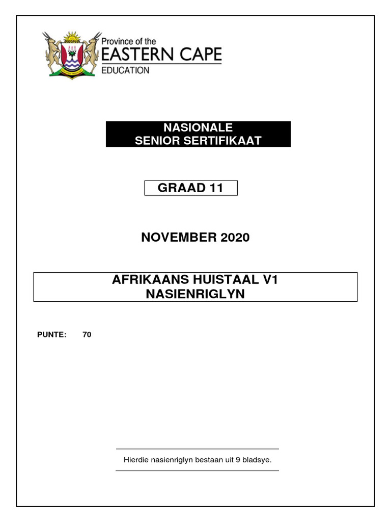 Afr HL P1 GR11 Memo Nov2020 | PDF