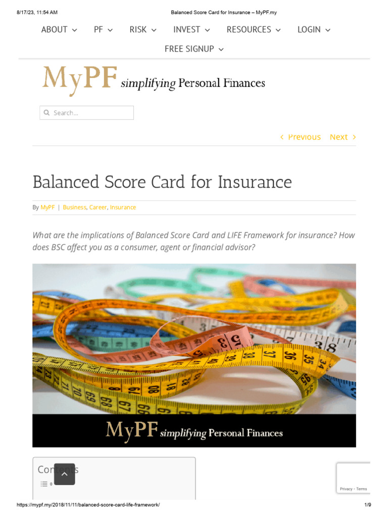 Balanced Score Card For Insurance - MyPF - My | PDF | Insurance ...